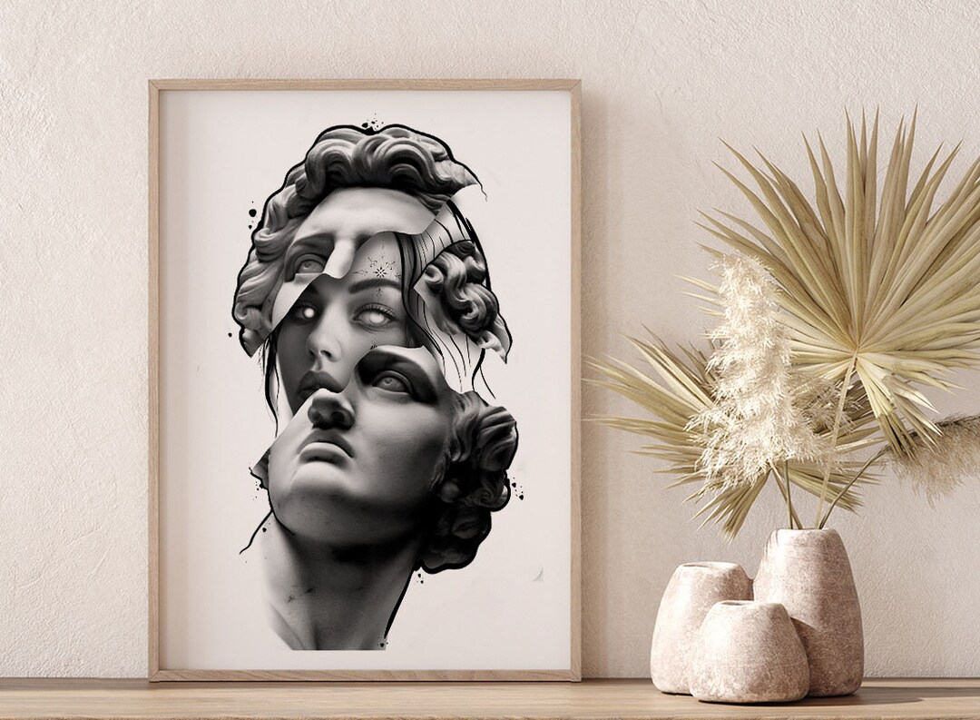 Printable Broken Statue Inside Women Design Adam Statue Draw Print ...