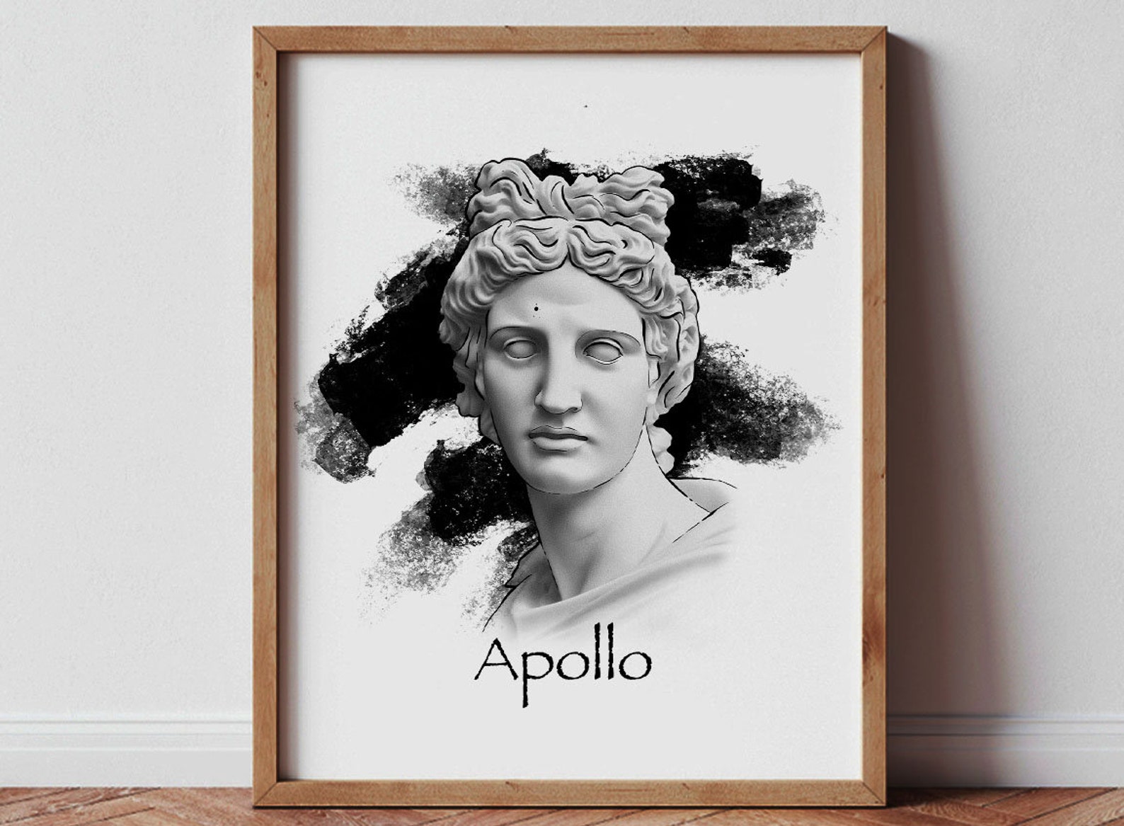 Apollo Greek Mythology Print, Printable Statue Draw, Watercolor ...