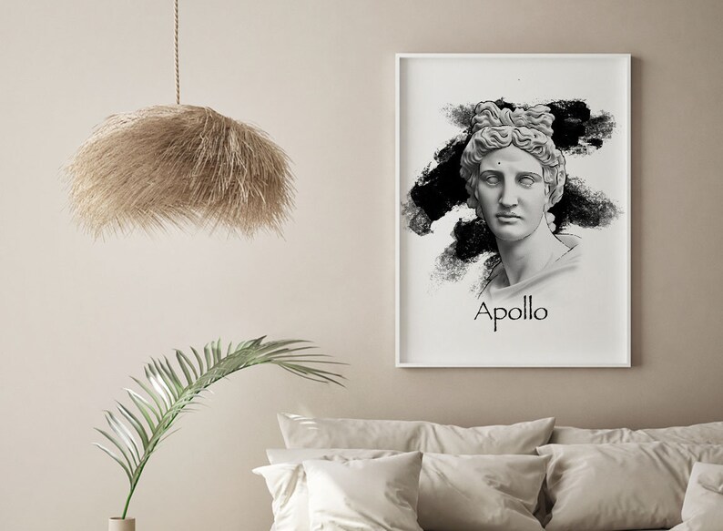 Apollo Greek Mythology Print, Printable Statue Draw, Watercolor ...