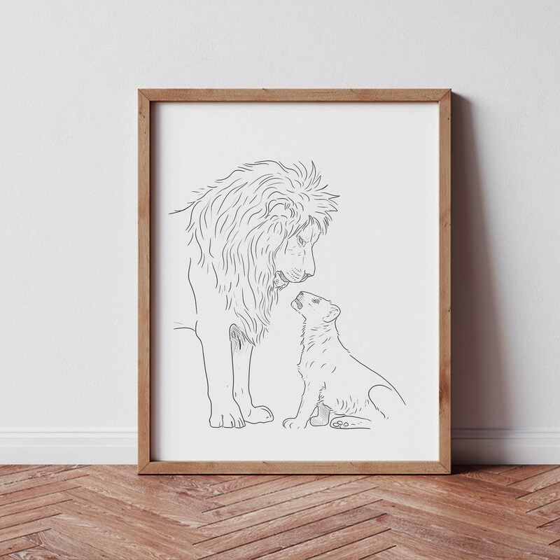 Lion Line Art - Etsy