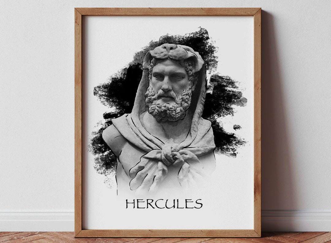 Hercules Greek Mythology Print, Printable Statue Draw, Watercolor ...