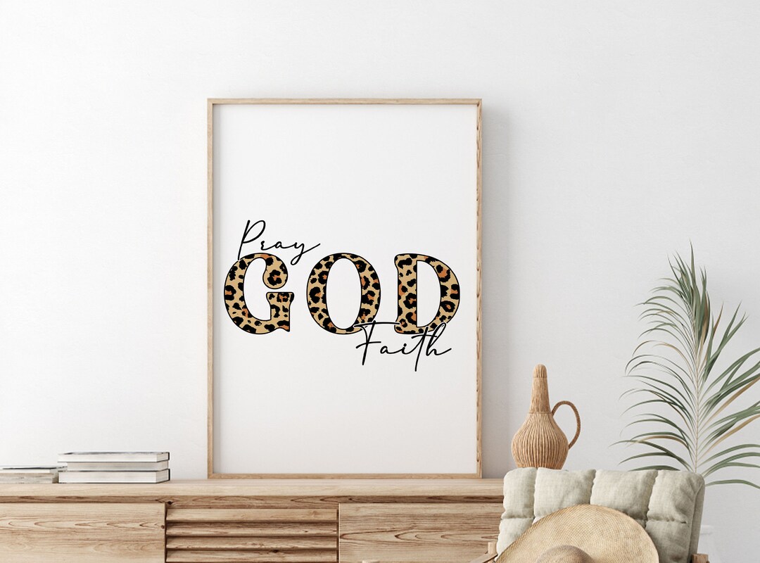 Printable God Letters Leopard Design, Fall Leaf Religious Pray Print ...