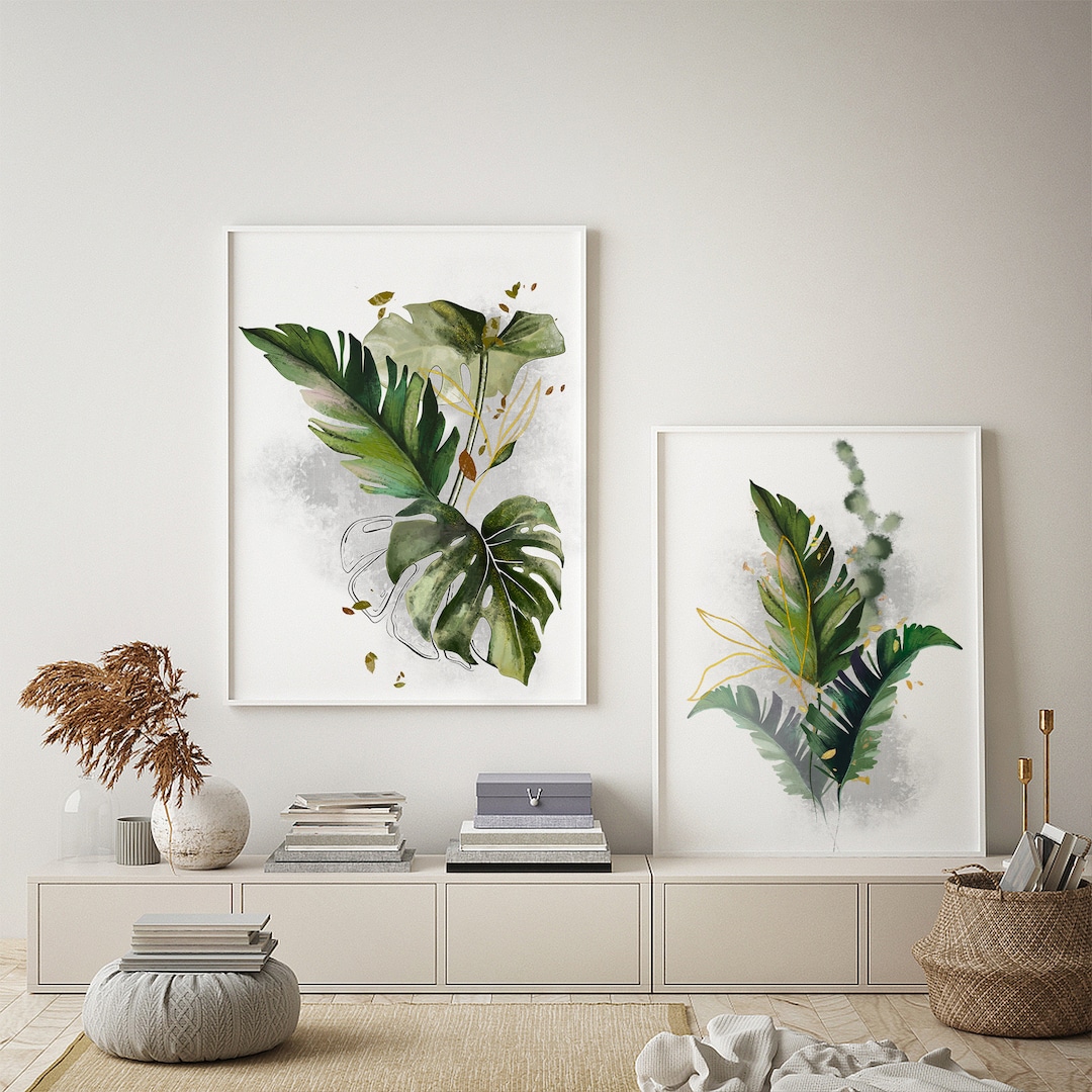 Watercolor Botanical Leaves Drawing | Digital Printable Art | Leave ...