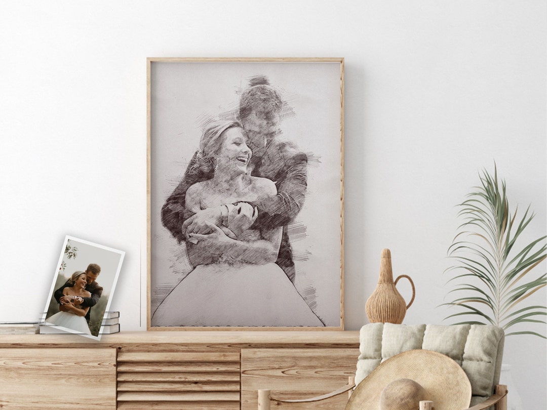 Custom Sketch Portrait , Personalized Family Pencil Portrait, Portrait ...