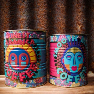 Retro Batik / Java / Tiki Party Storage Tin ~ Decorative Display Can ...