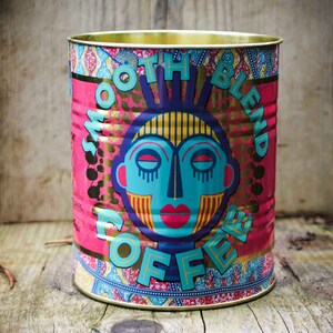 Retro Batik / Java / Tiki Party Storage Tin ~ Decorative Display Can ...