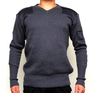 Original RAF V-neck Wool Military Sweater, British Army, Reinforced ...