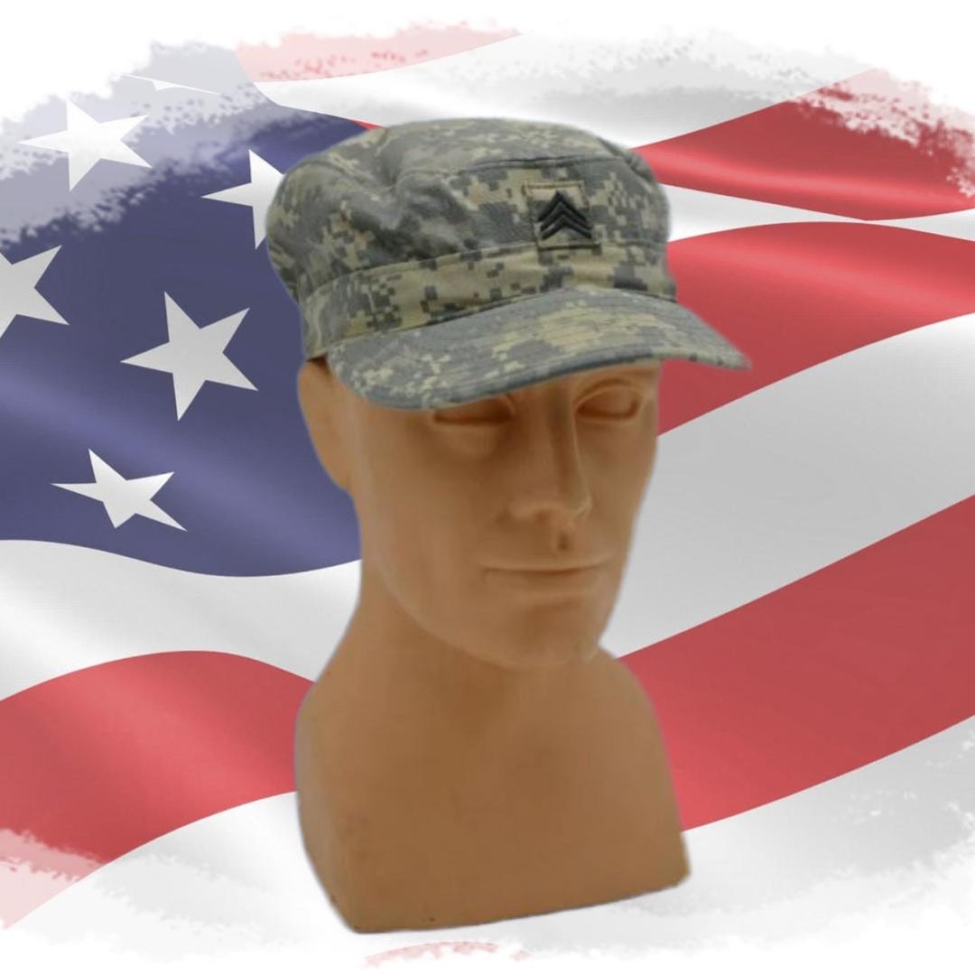 US Army Patrol Cap, UCP Camouflage, Rank of Sergeant OR-5, Size 7 1/2 ...