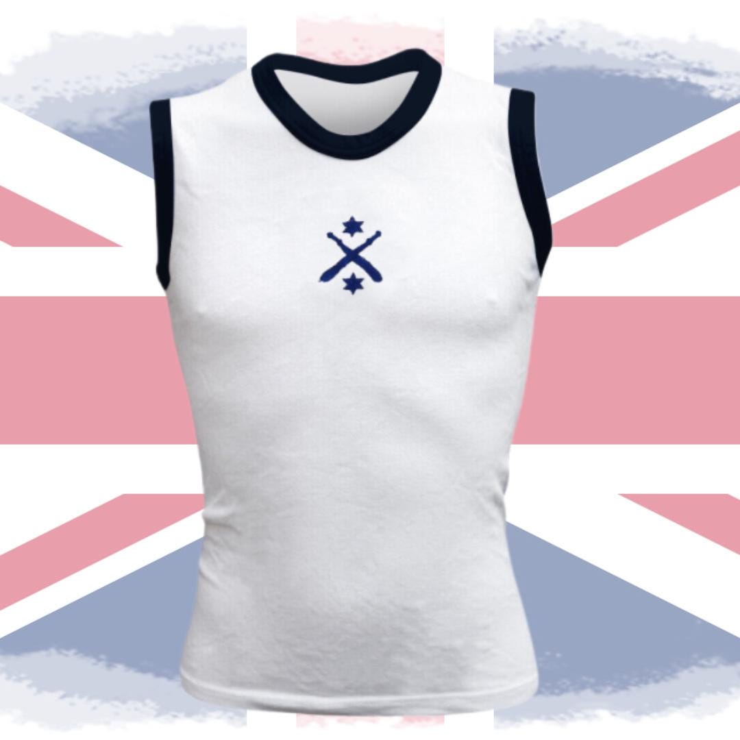British Army Vest Navy Cami, 100% Cotton, Navy Blue Trim, Very Good ...