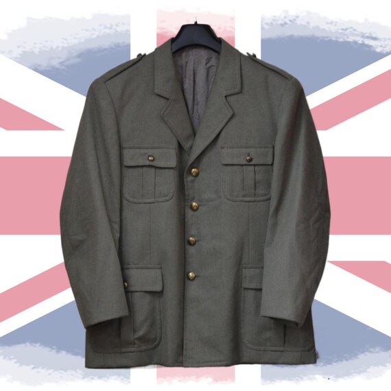 Vintage british military jacket in olive color, woole… - Gem