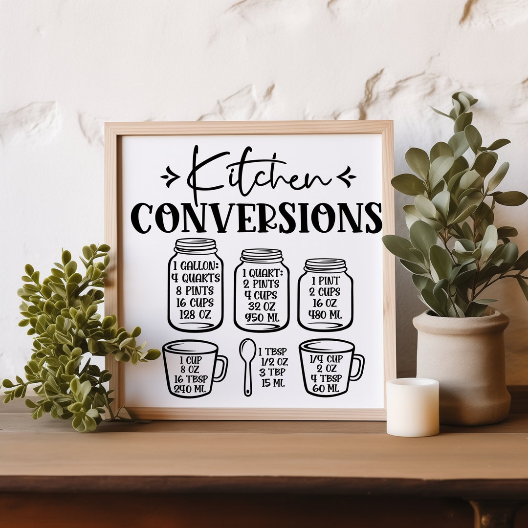 Chic Farmhouse Kitchen Measurement Sign for Cooks and Decor Enthusiasts ...