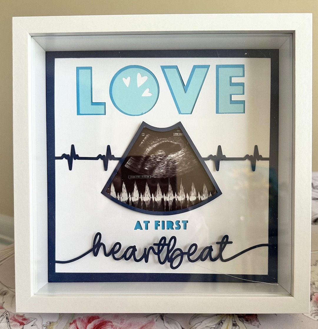 3D Shadow Box Frame - Love at First Heartbeat, Ultrasound Gift for New ...