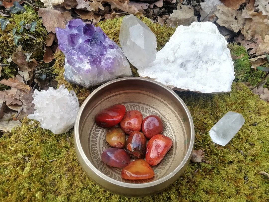 Pierre naturelle roulée Cornaline/Agate rouge Lithothérapie 2030mm ...