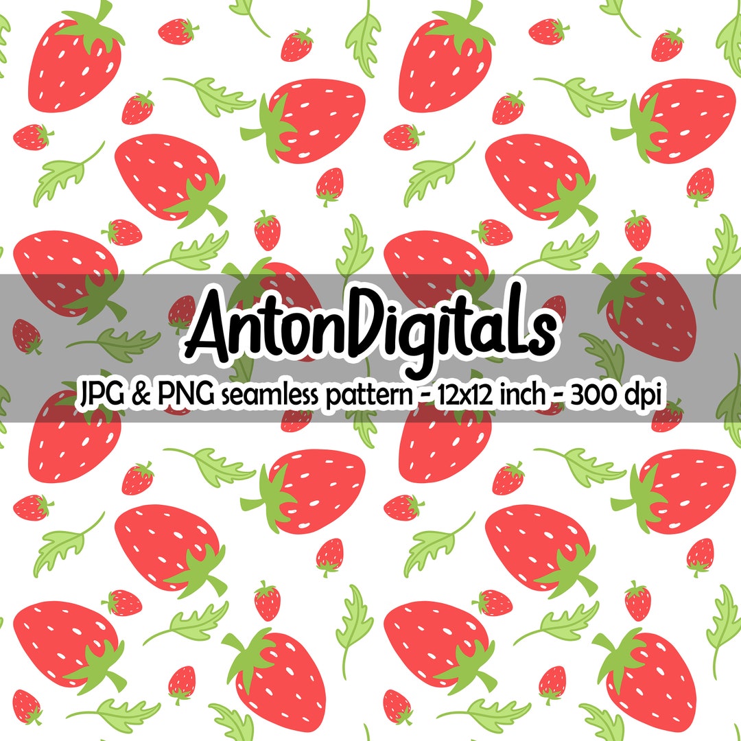 Strawberry Seamless Pattern for Fabrics and Wallpapers, Fruit Digital ...