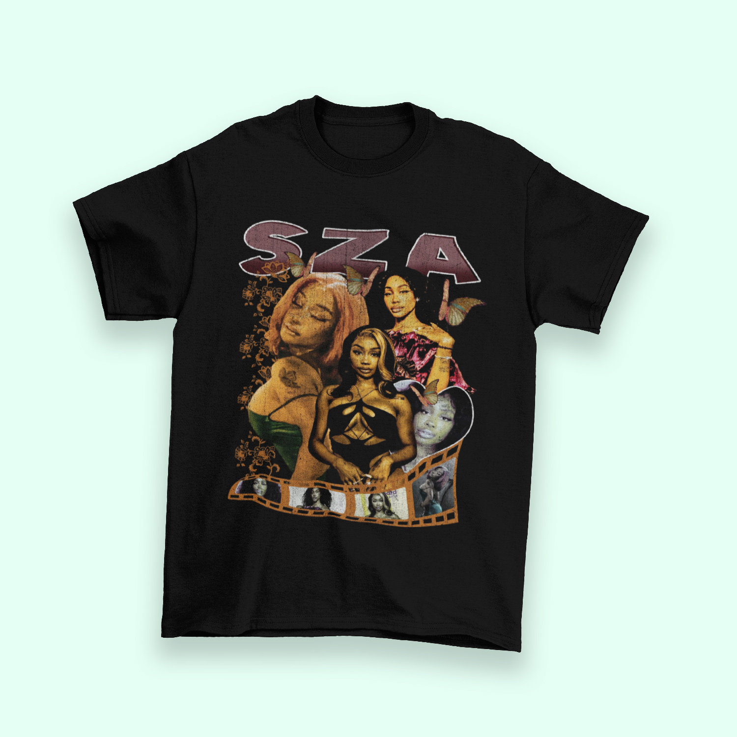 Retro SZA Vintage Syle Crewneck Short Sleeve Black T-shirt
