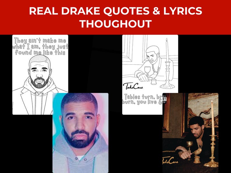 Drake Coloring Book - Digital Download | Printable Celebrity Coloring ...