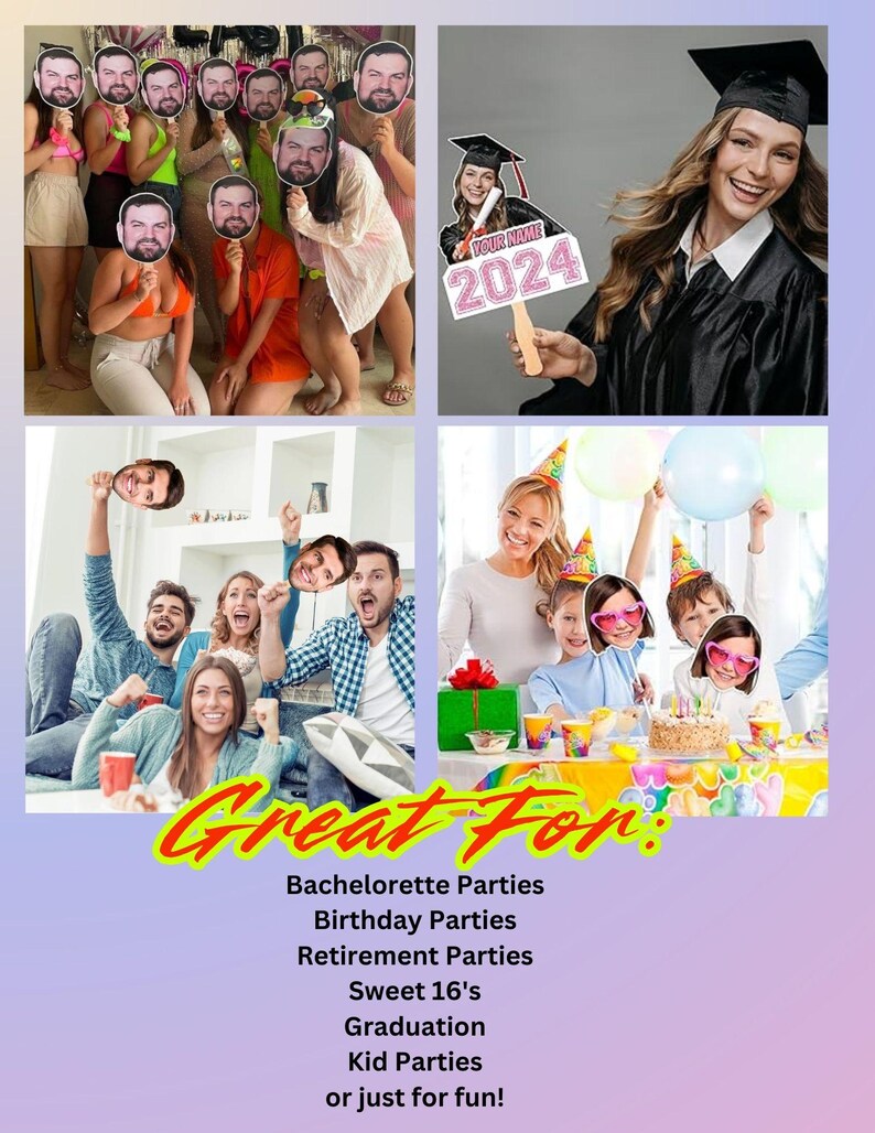 Face on A Stick Custom Big Head Cutouts Fat Head Face Fan Bachelorette ...