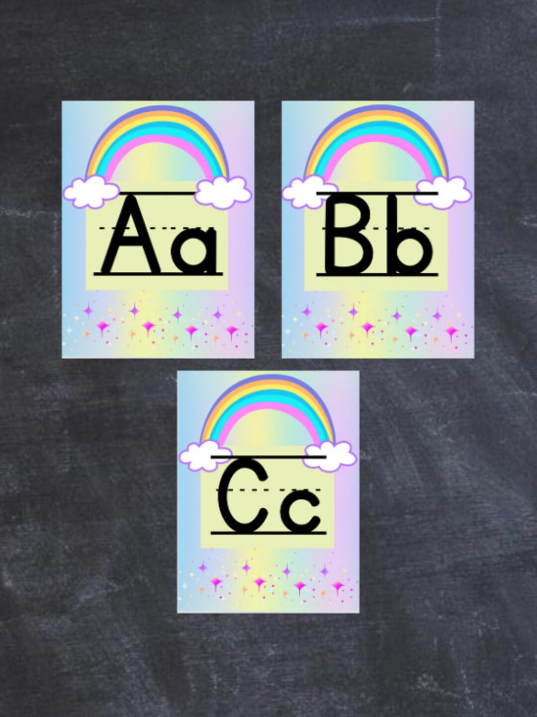 Elementary Print ABC Flashcards Rainbow Theme - Etsy