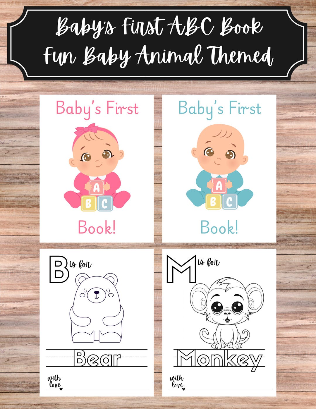 ABC Baby Shower Coloring Book – Printable Download, Baby Shower ...