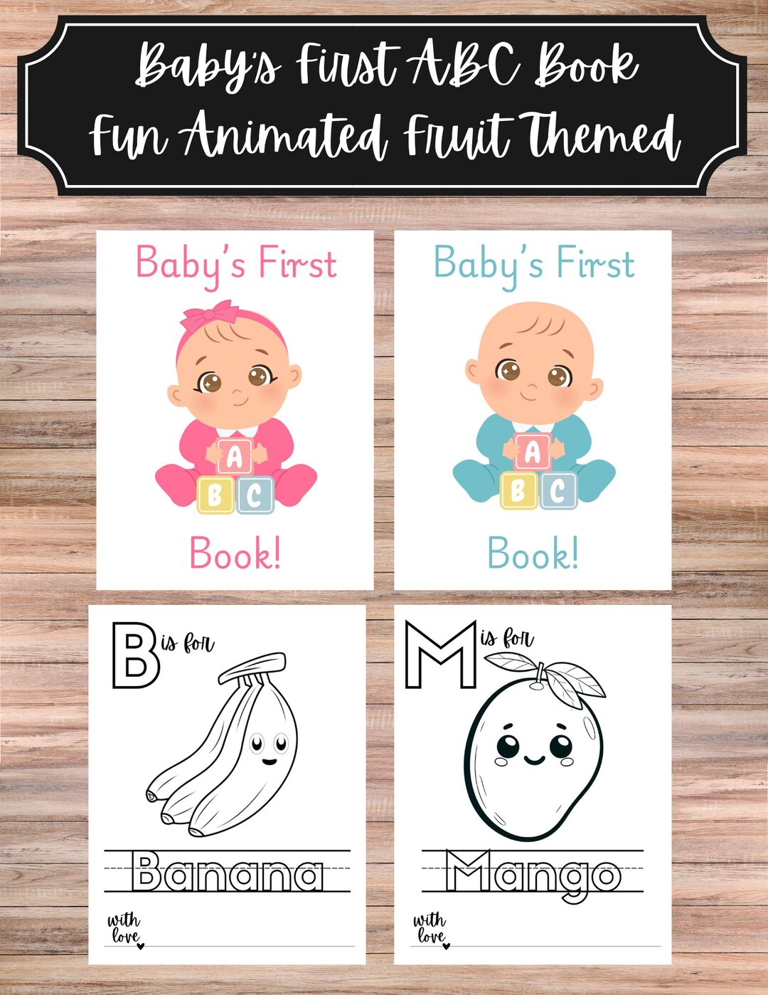 ABC Baby Shower Coloring Book – Printable Download, Baby Shower ...