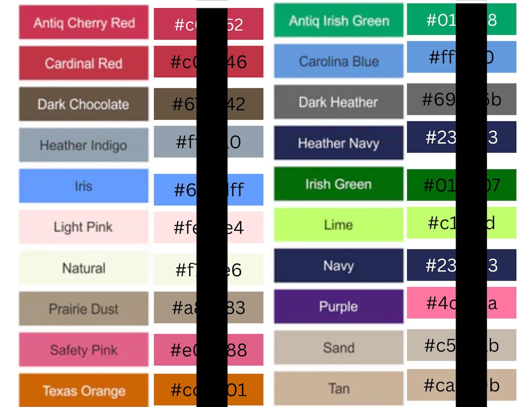 Gildan T-shirt Hex Color Code Accurate Hex for Mockups Match Gildan ...