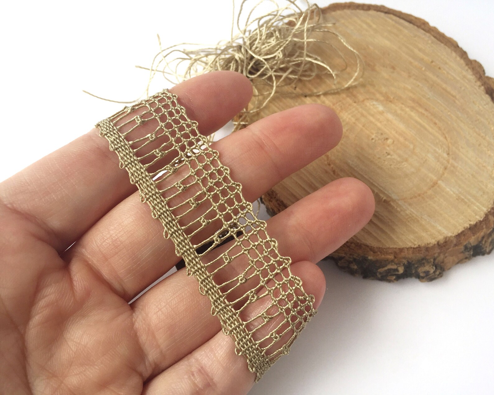 Minimal Delicate Gold Champagne Bobbin Lace Bracelet, Simple Boho Chic ...