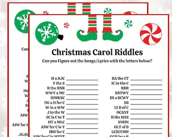 Christmas Carol Song Game, Letter Riddle, Carol Finish the Lyric Game ...