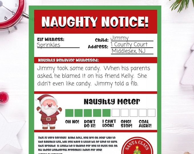 EDITABLE Santa's Naughty List Notification Notice Letter, Naughty List ...
