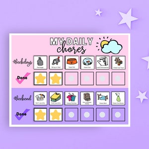 Chore Chart for Girls | Responsibility Chart | Home School Kids Routine ...