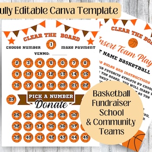 Basketball Fundraiser Clear the Board | Pick A Date to Donate | Black ...