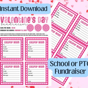 Valentine's Day Candy Gram Printable, School Daycare Fundraiser PTA PTO ...