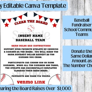 Baseball Fundraiser Clear the Board | Pick A Date to Donate | Black Out ...