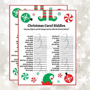 Christmas Carol Song Game, Letter Riddle, Carol Finish the Lyric Game ...