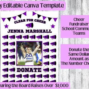 Cheer Fundraiser Clear the Board Add PHOTO | Pick Date Donate | Black ...