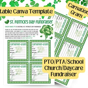 St. Patrick's Day Carnation Flower Gram, School Daycare Fundraiser PTA ...