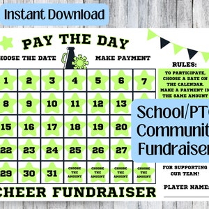 Pay the Day Cheer Team Fundraiser | Cash Calendar | School PTO ...