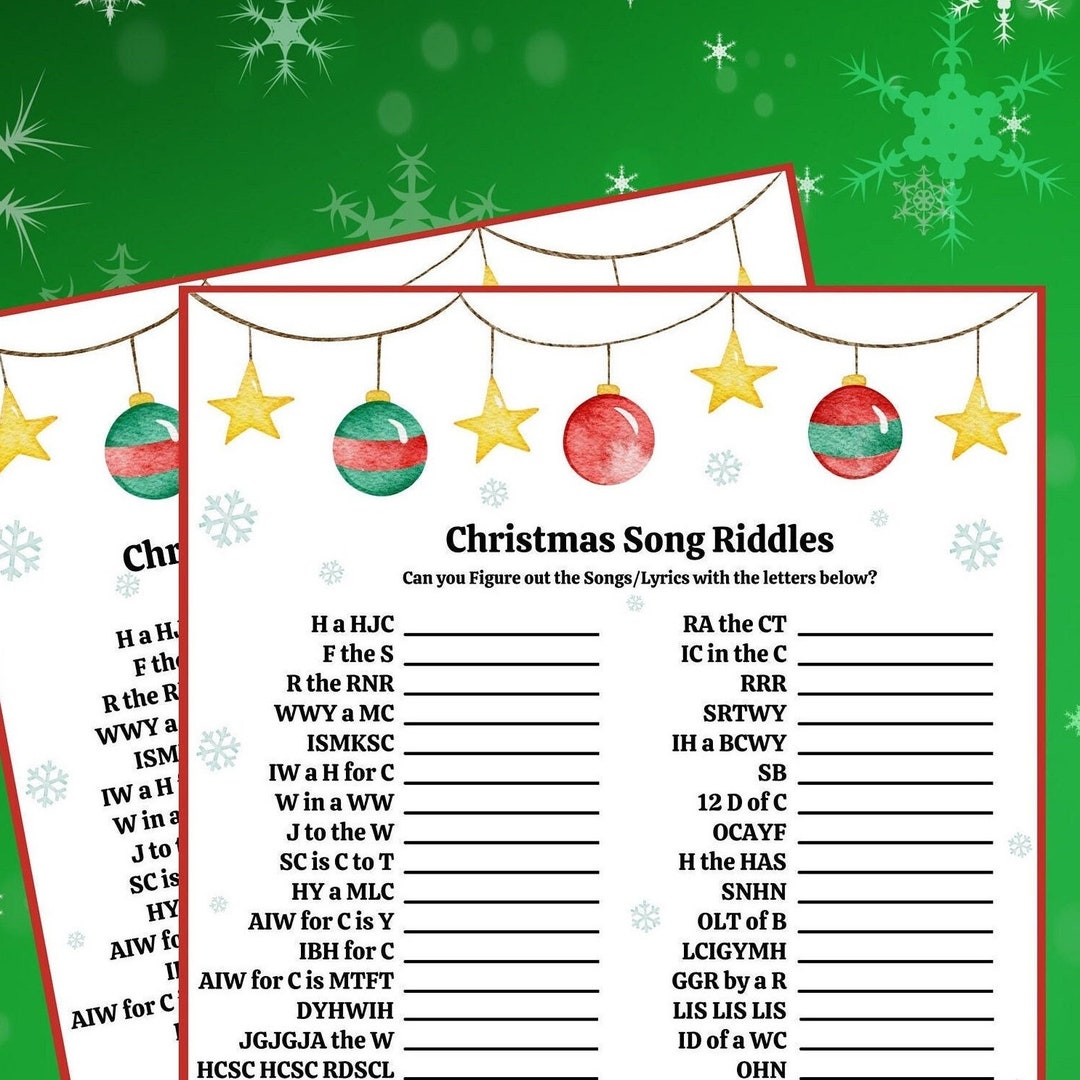 Christmas Song Game, Letter Riddle, - Etsy
