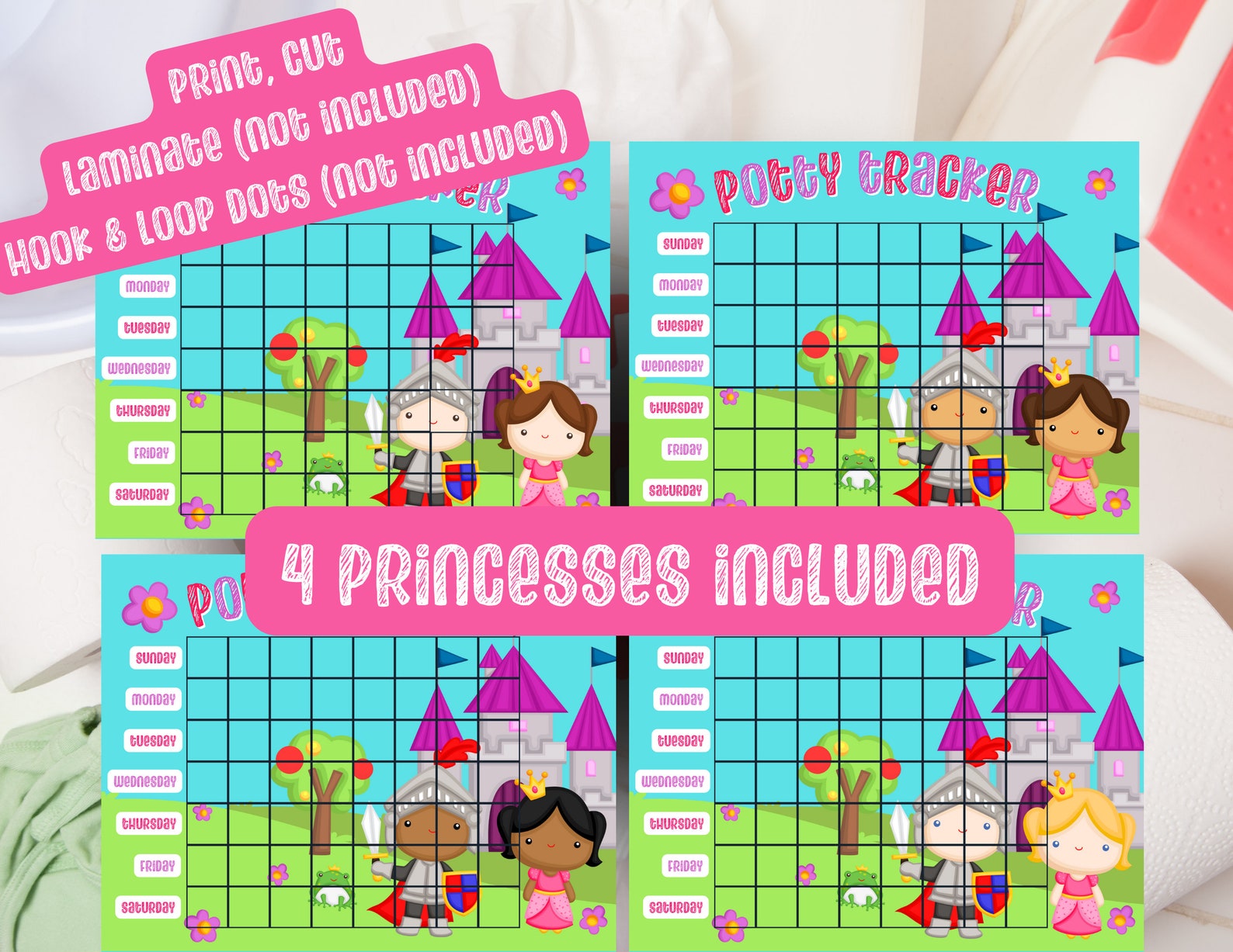 Princess Potty Training Chart | Toddler Potty Chart | Responsibility ...