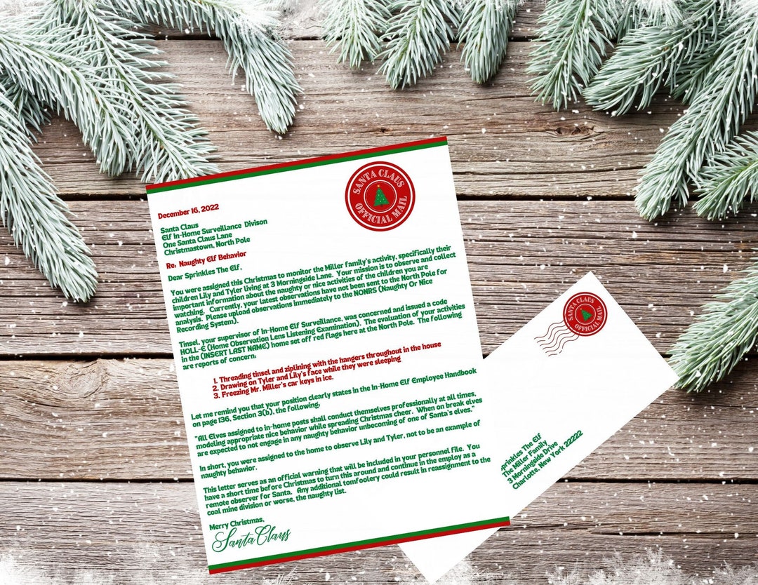 Elf Naughty Letter From the North Pole, Bad Elf, Naughty Elf, Elf on ...