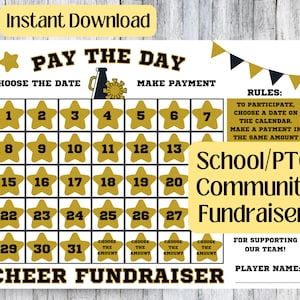 Pay the Day Cheer Team Fundraiser Cash Calendar School PTO Fundraiser ...