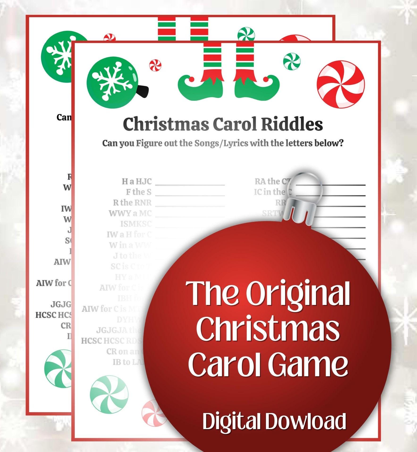 Christmas Carol Song Game, Letter Riddle, Carol Finish the Lyric Game ...