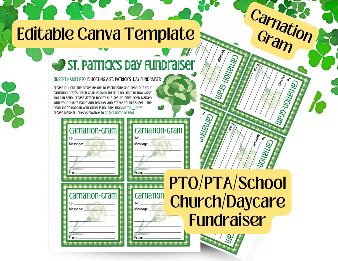 St. Patrick's Day Carnation Flower Gram School Daycare - Etsy