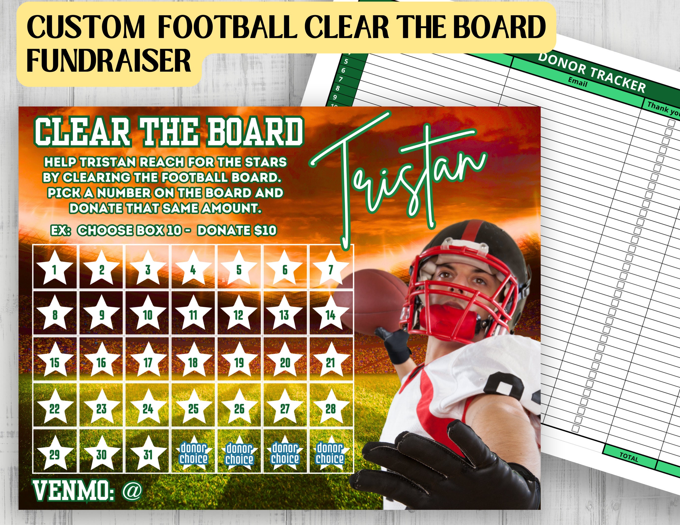 Clear the Board Football Custom Photo Fundraiser Pick A Date to Donate ...