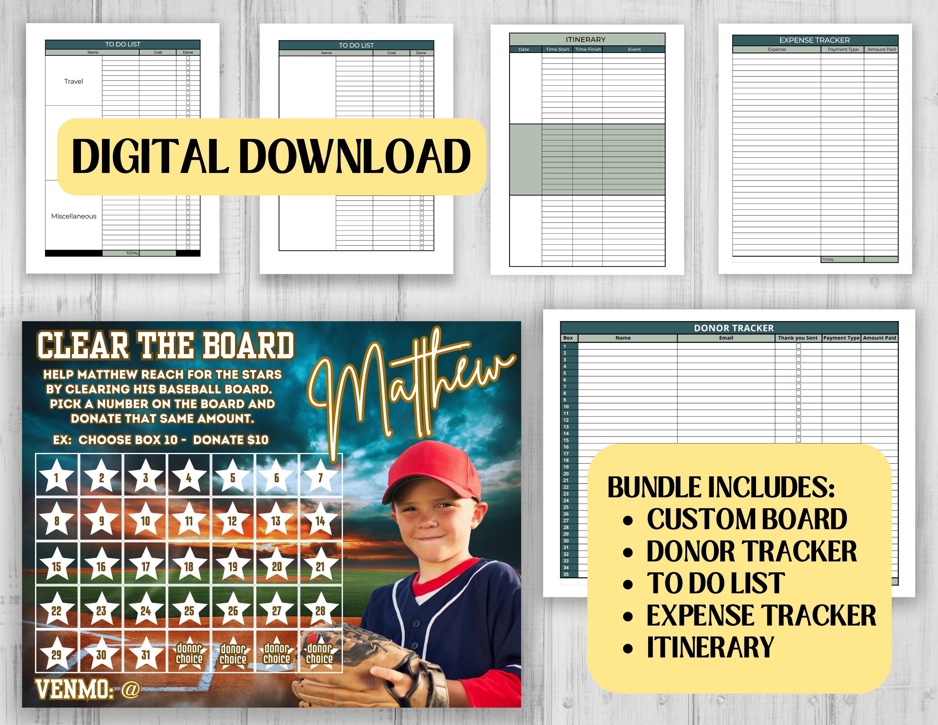 Clear the Board Baseball Custom Photo Fundraiser Pick A Date to Donate ...