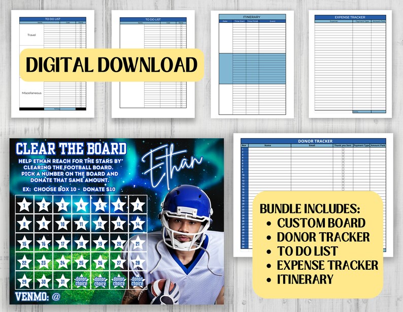 Clear the Board Football Custom Photo Fundraiser Pick A Date to Donate ...