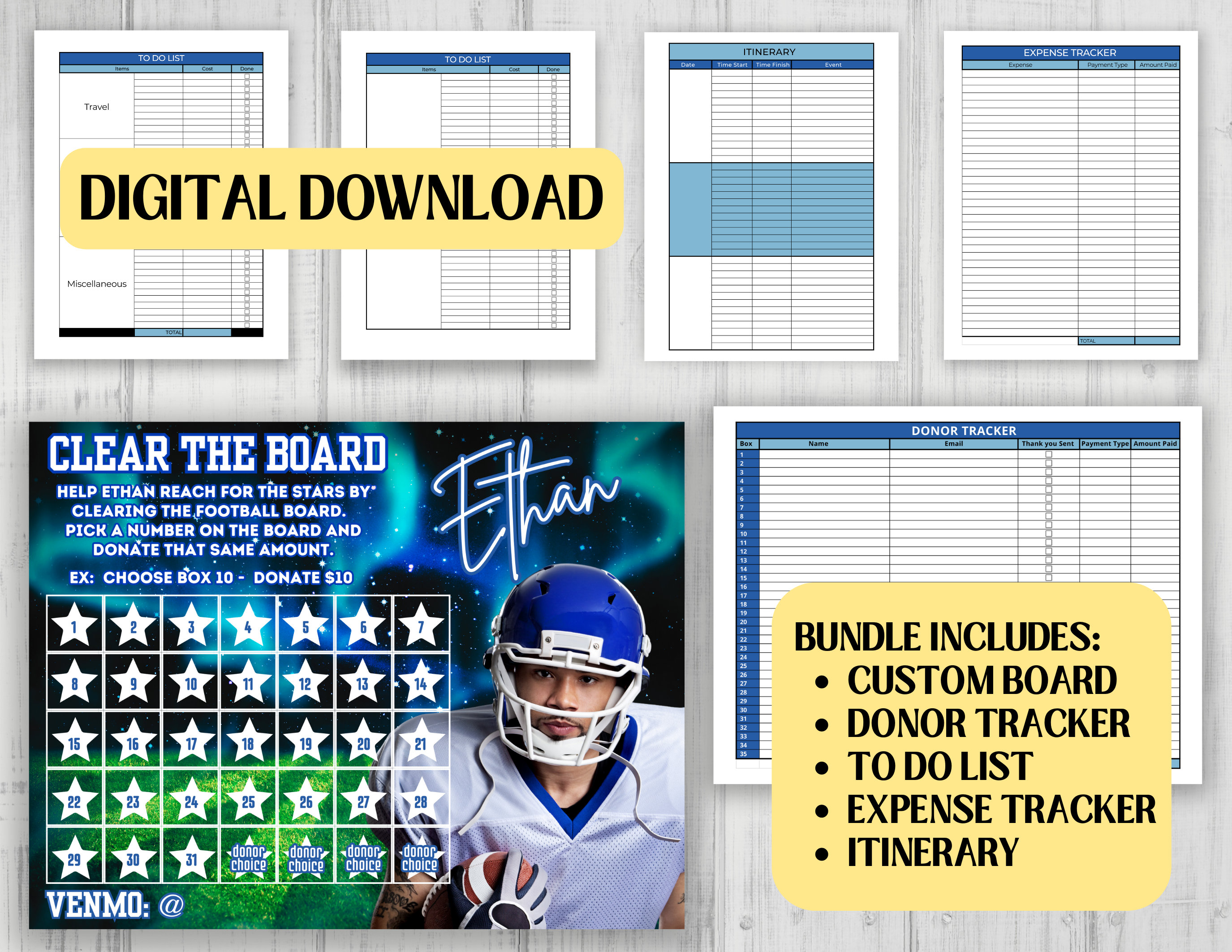 Clear the Board Football Custom Photo Fundraiser Pick A Date to Donate ...