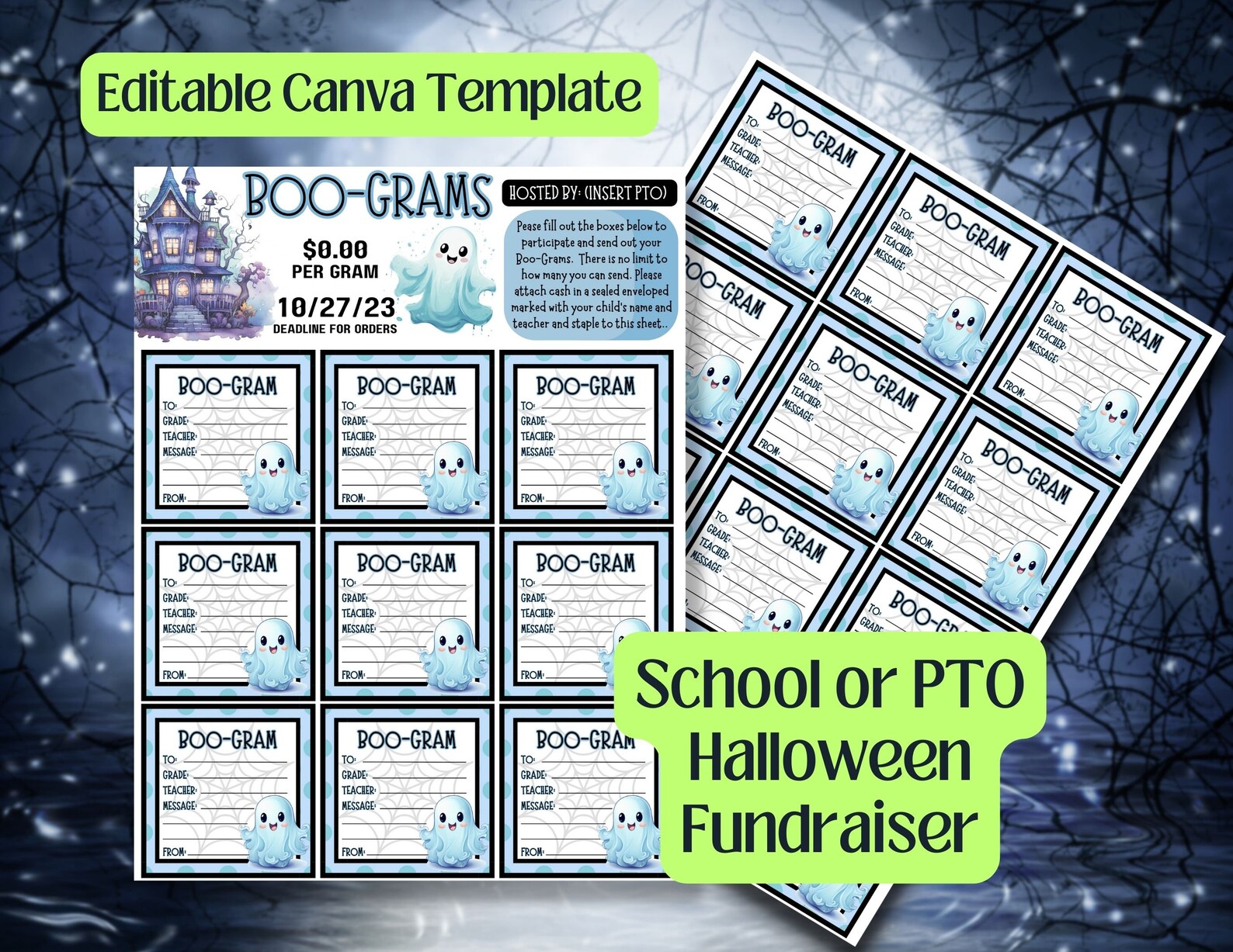 Halloween Ghost Candy Gram | School Daycare Fundraiser PTA PTO ...