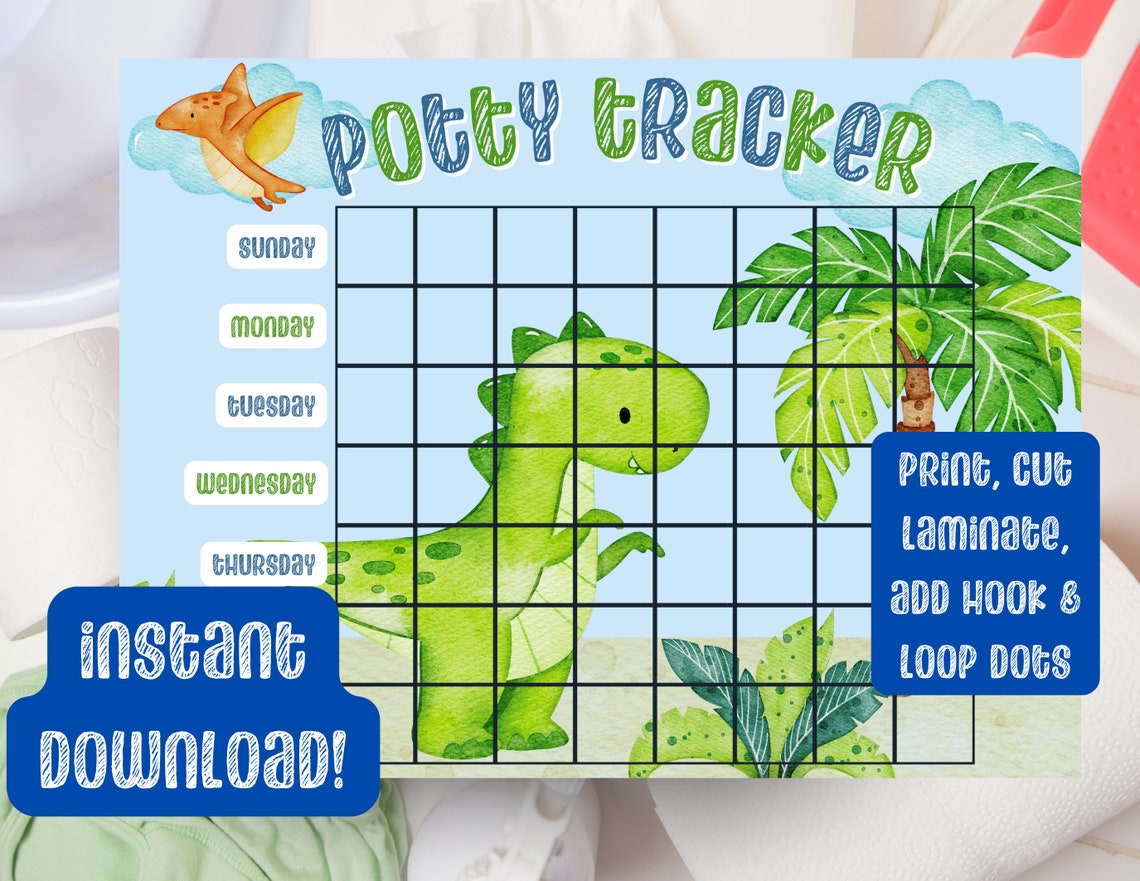 Potty Training Chart Dinosaur Toddler Potty Chart Responsibility Chart ...