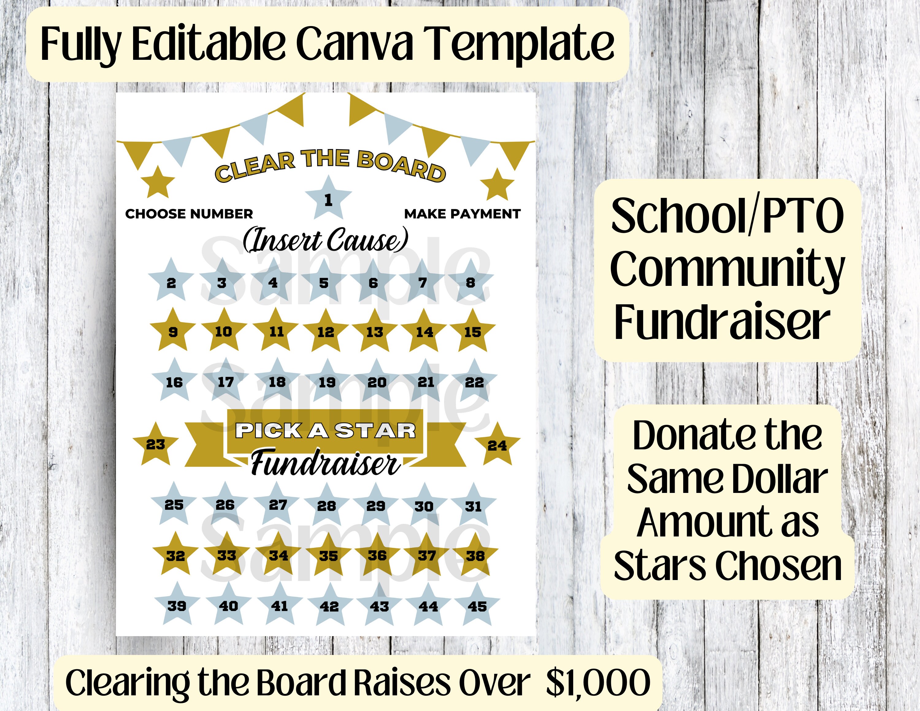 Star Fundraiser Clear the Board Pick A Date to Donate Black Out My ...