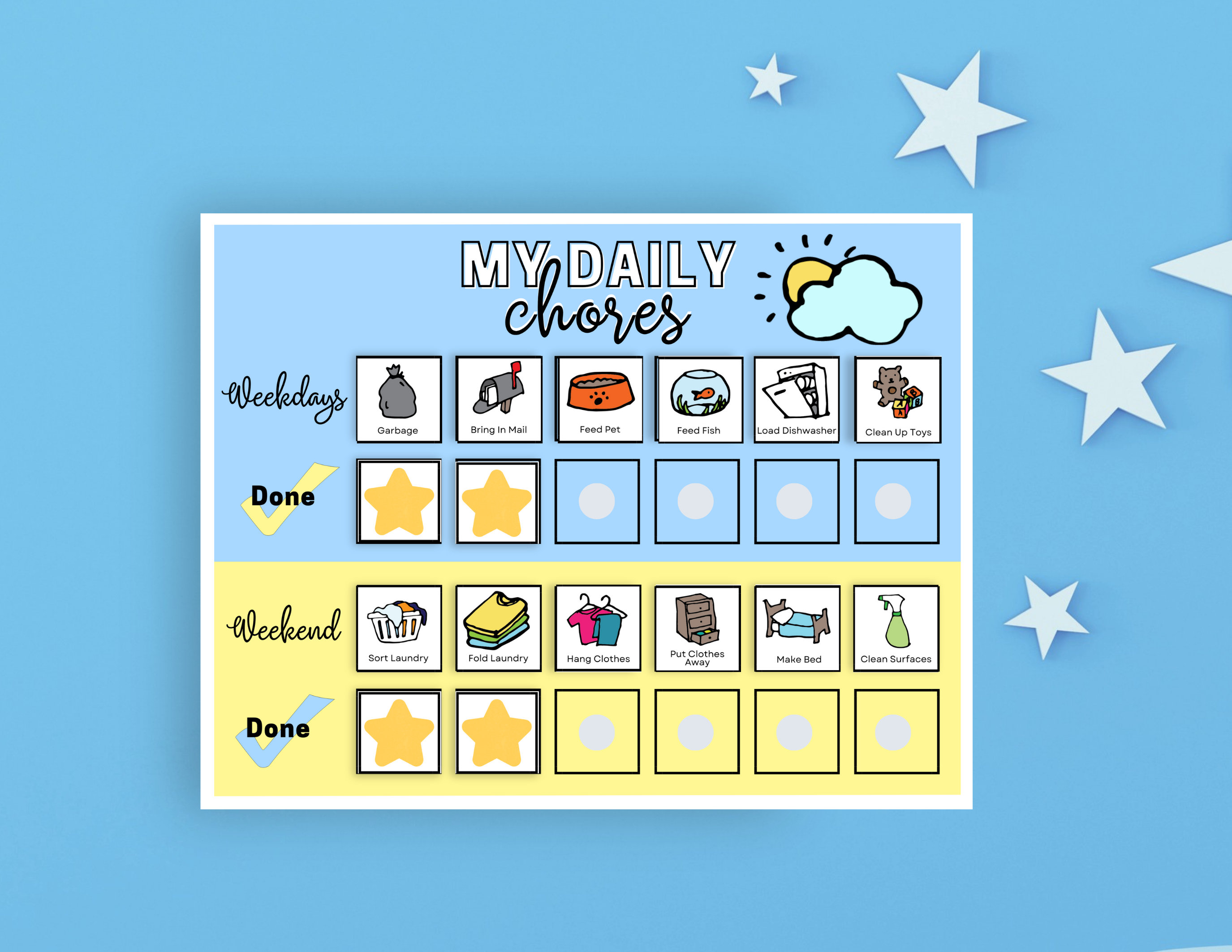 Chore Chart for Boys Responsibility Chart Home School Kids Routine ...